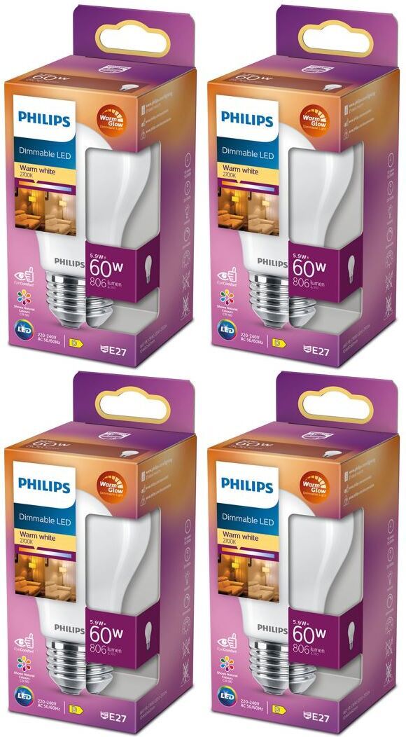 Philips Warm Glow LED -lamppu, E27, 806 lm, himmennettävä, CRI 90, 4 ...