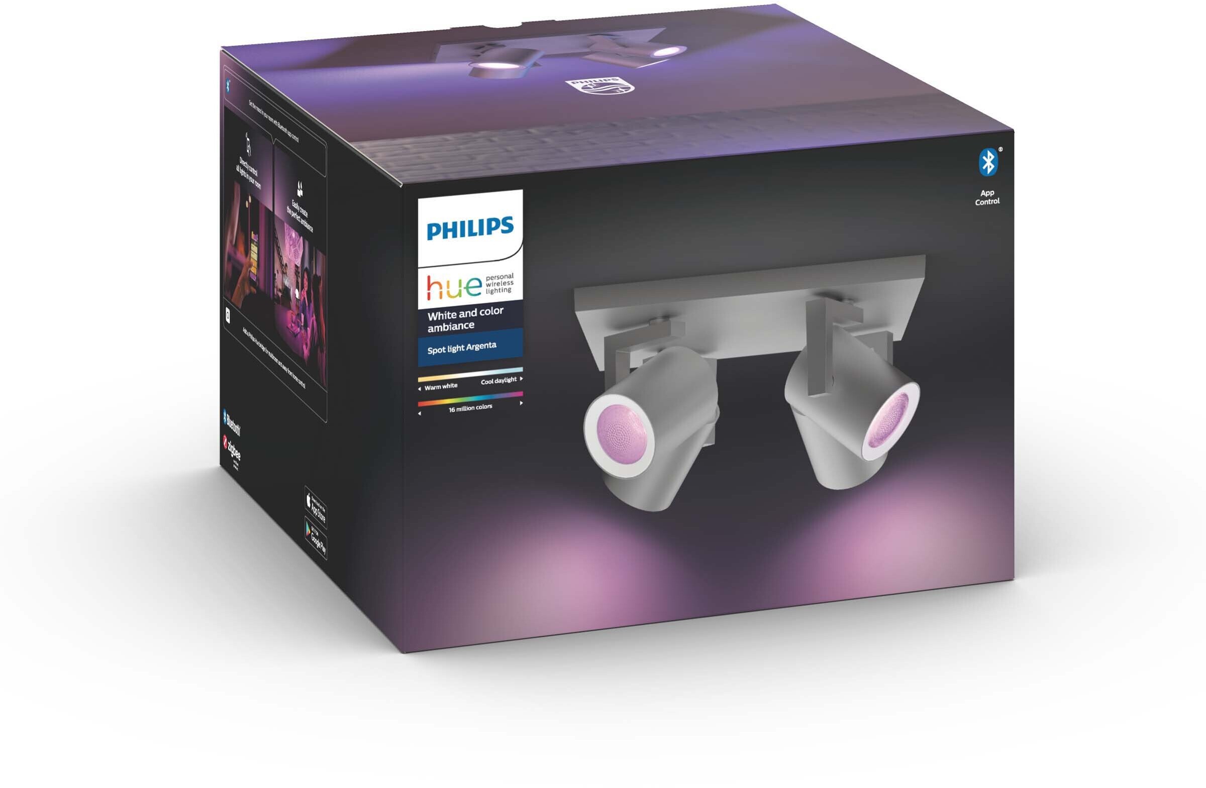 Philips Argenta HUE -älyspottivalaisin, 4-osainen BT, White and color ...