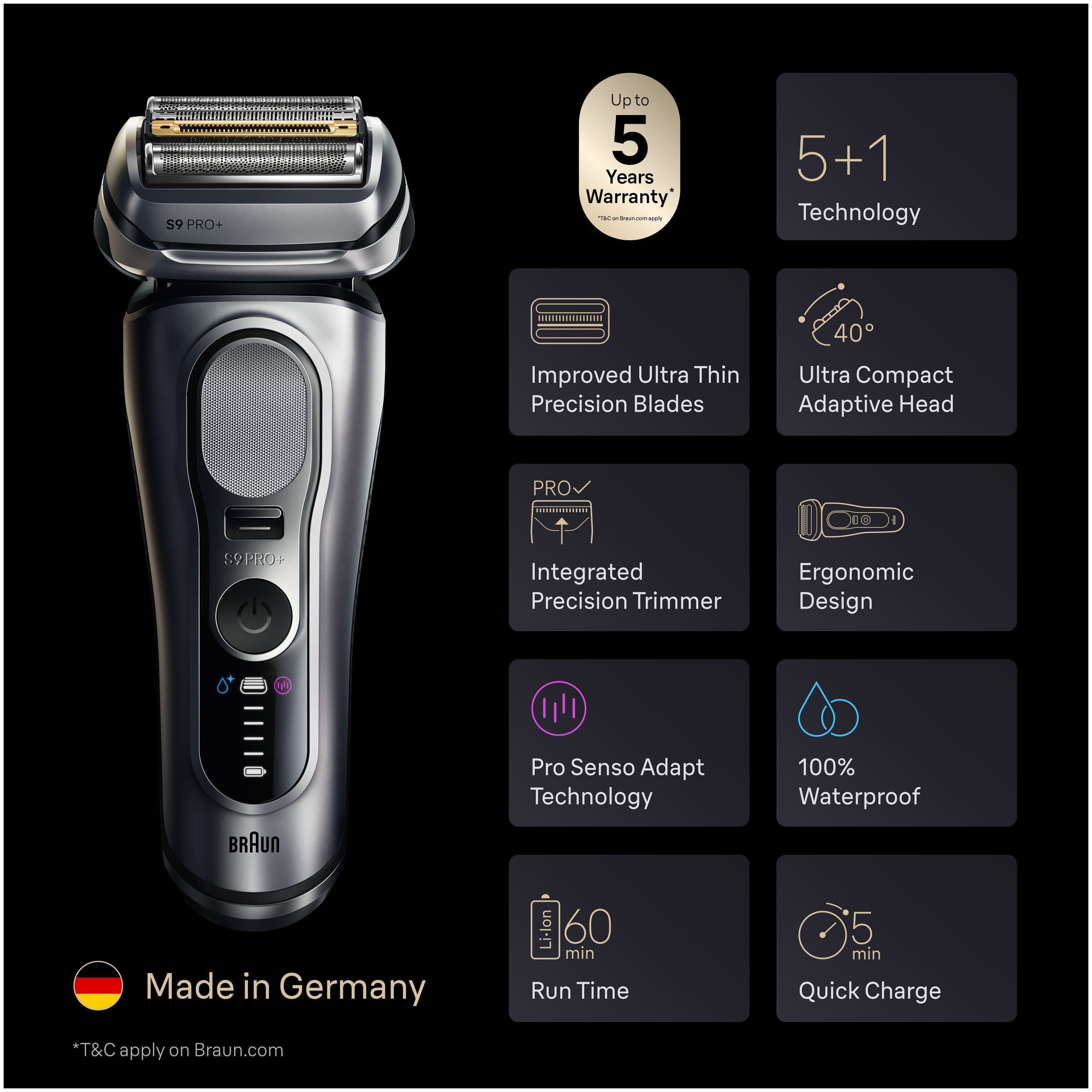 Braun Series 9 PRO+ 9667CC Wet&Dry -Pro SensoAdapt parranajokone ...