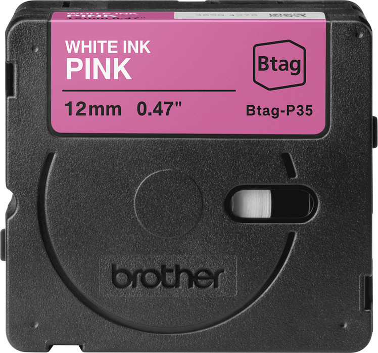 Brother Btag-P35 Label Tape 12 mm x 4 m, White with Pink Background ...