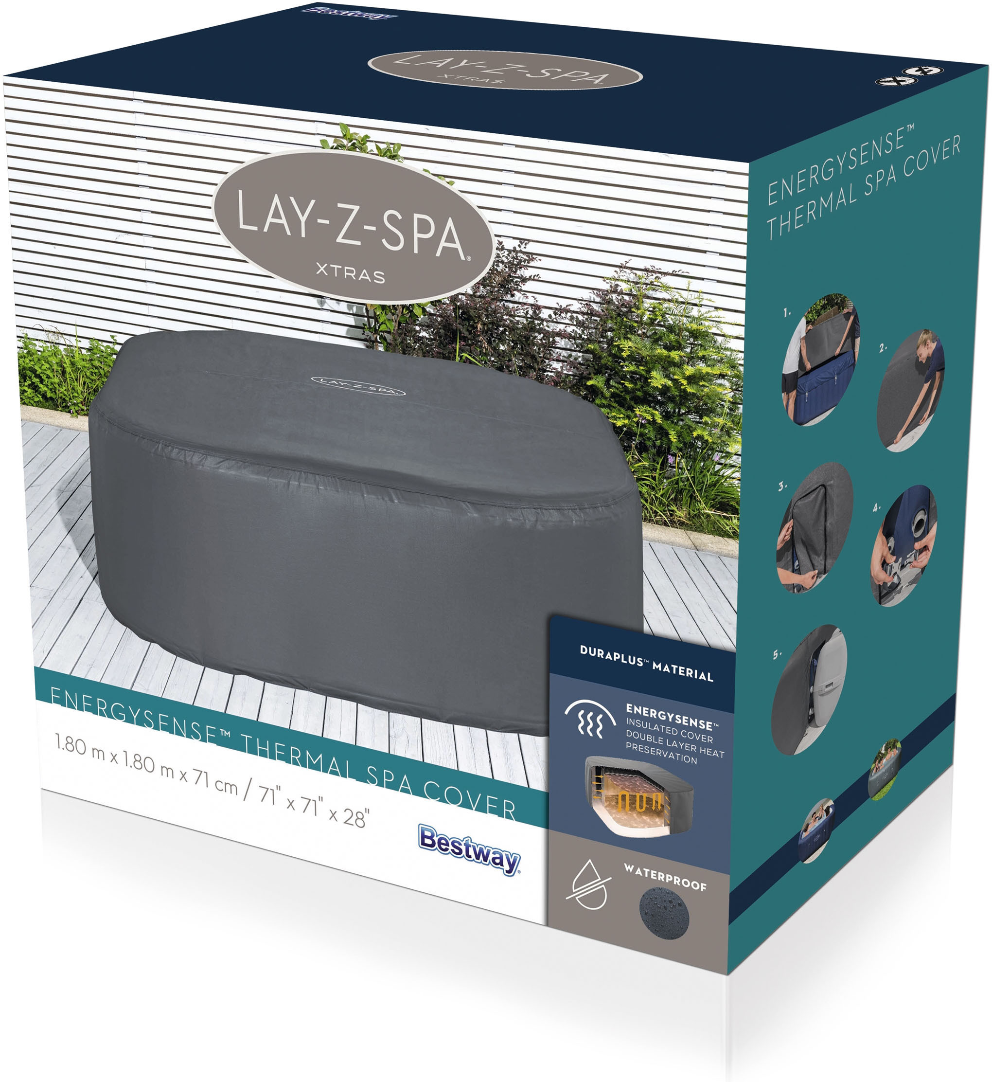 Bestway Lay-Z-Spa Thermal Cover Square, 180 x 180 x 71 cm ...