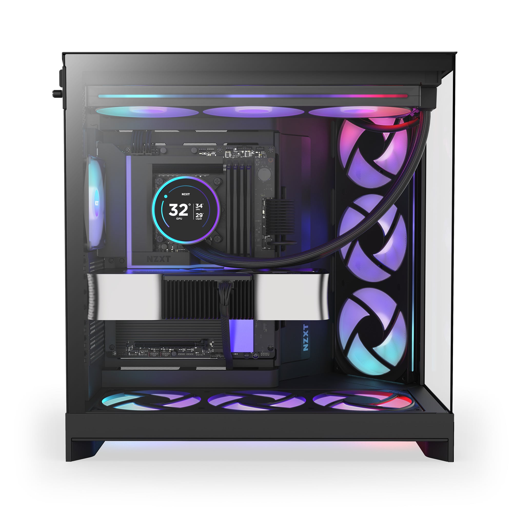 NZXT H9 Flow RGB+ (2025) ATX-kotelo, musta – Verkkokauppa.com