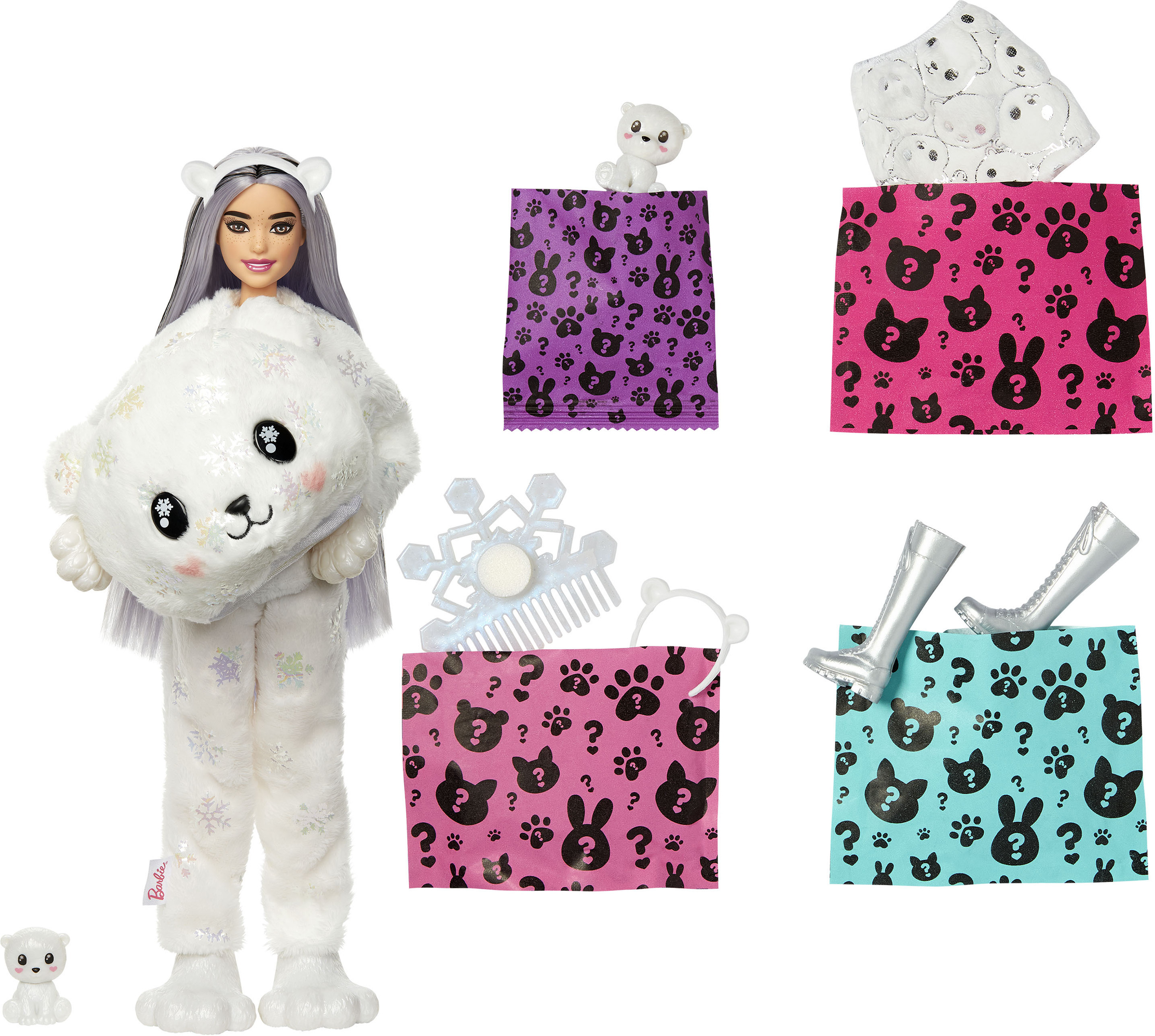 Barbie Cutie Reveal Winter -muotinukke, Sparkle Polar Bear ...
