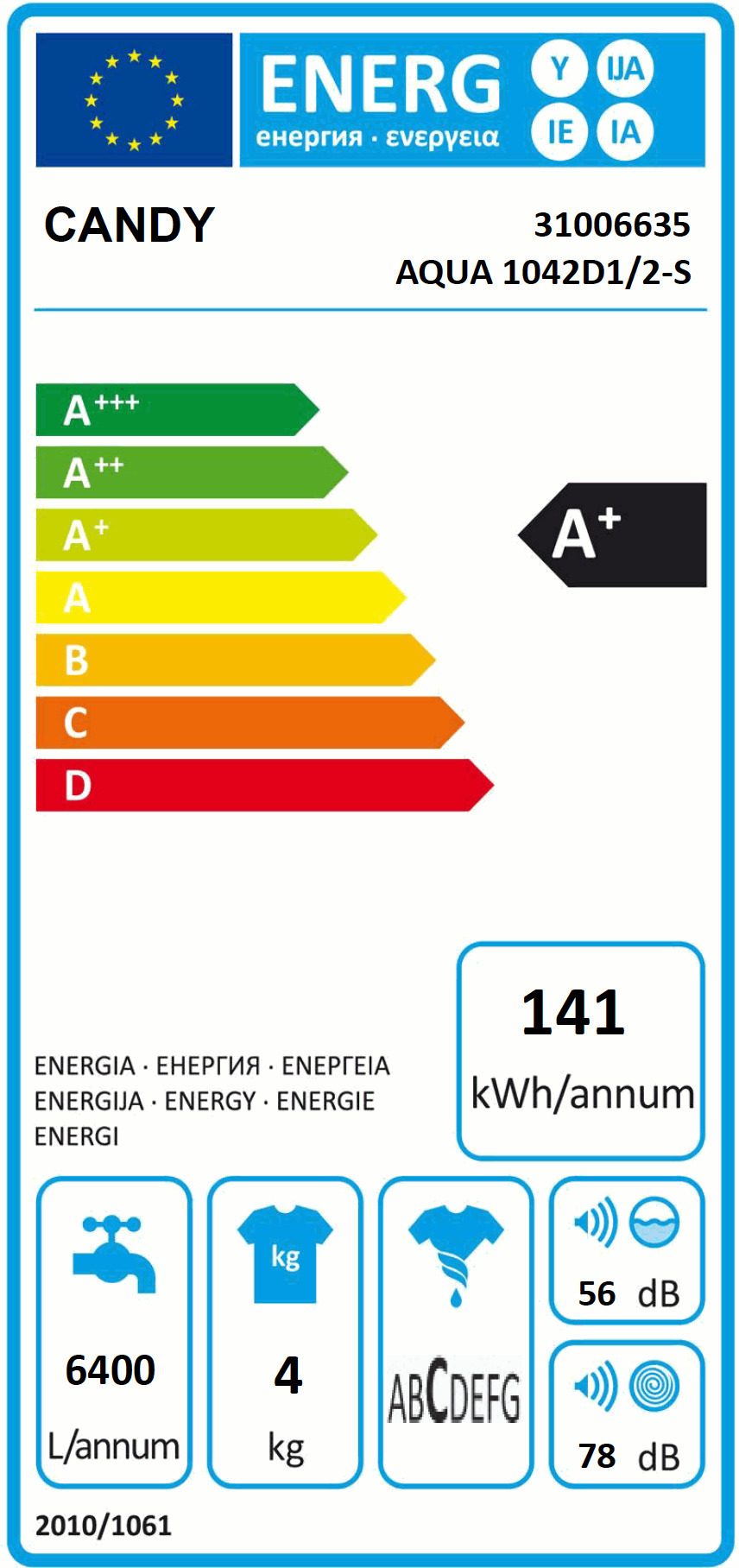 Candy AQUA 1042D1/2-S -pesukone – Verkkokauppa.com