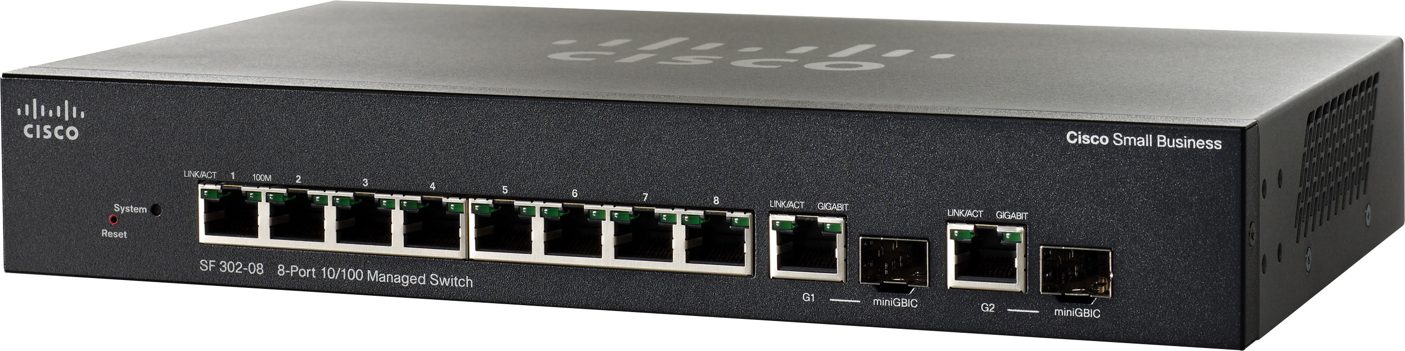 Cisco Small Business SF302-08 L3 Ethernet-kytkin - 8 x 10/100Base-T ...