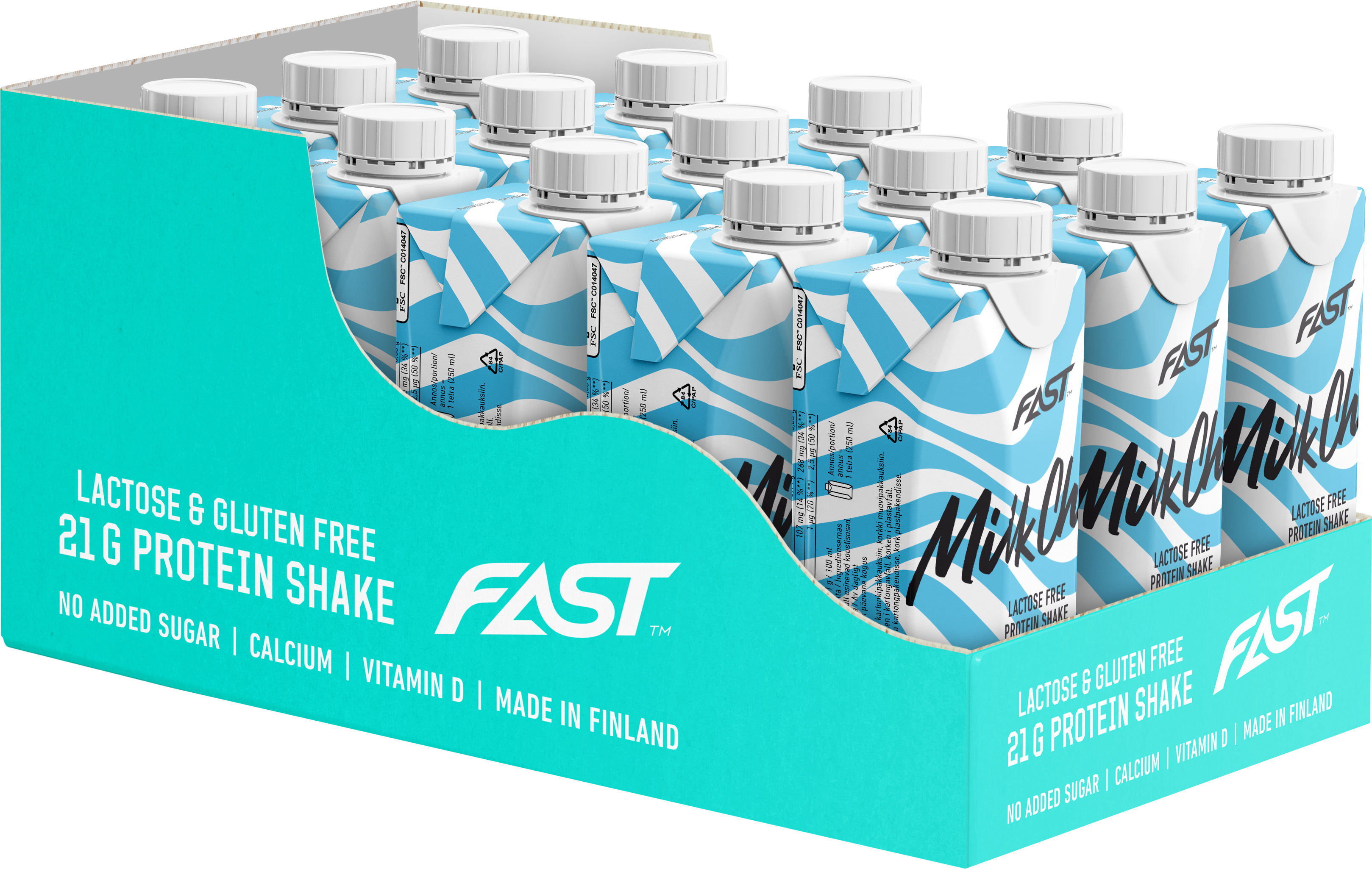 FAST Protein Shake Milky Choco -proteiinipirtelö, 250 ml, 15-pack ...