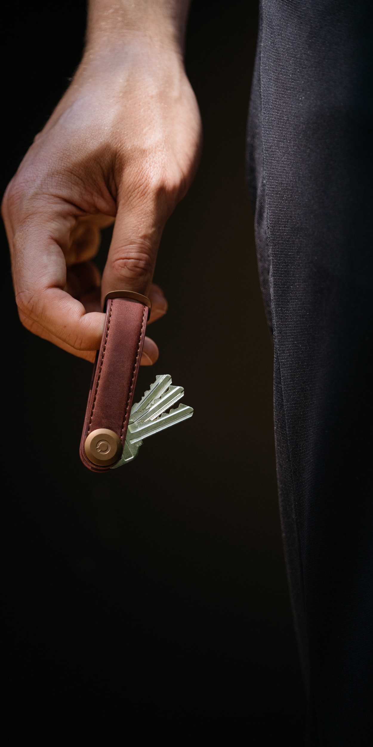 Orbitkey Crazy Horse Leather Key Organiser -avainlenkki, glöginpunainen ...