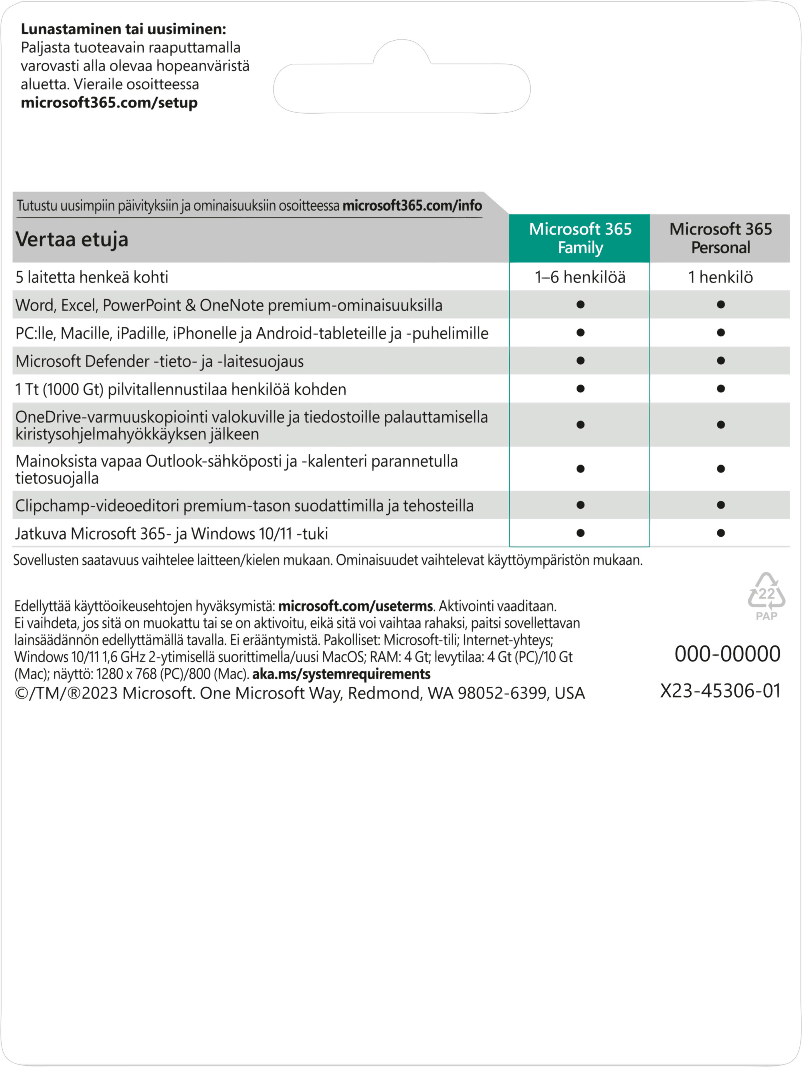 Microsoft 365 Family - 12 kk, aktivointikortti – Verkkokauppa.com