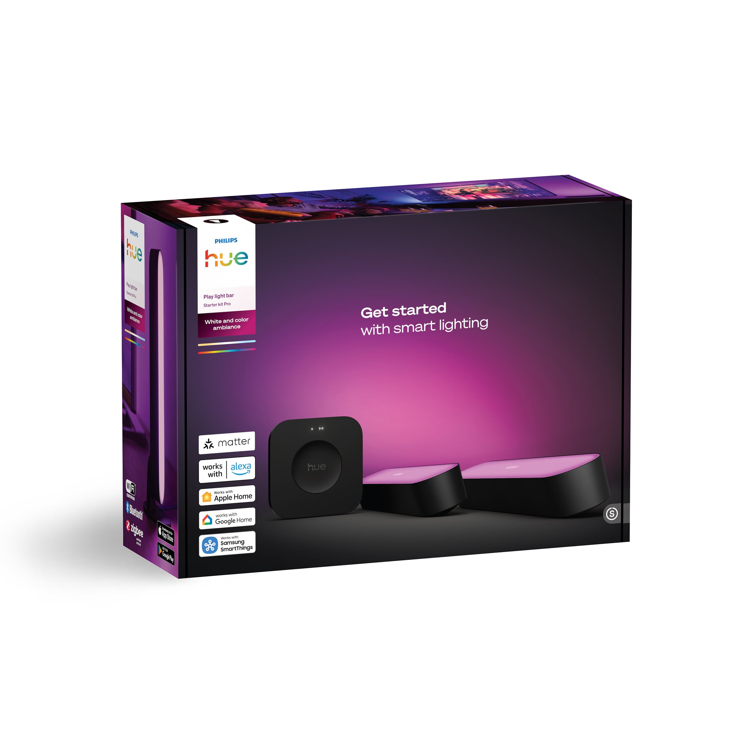 Philips Hue Pro Starter kit pakkaus, 2 valopalkkia ja Hue-silta ...