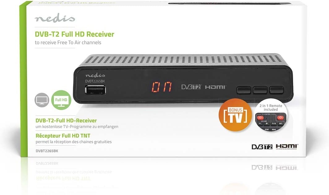 Nedis DVB-T2 -digiboksi antenniverkkoon – Verkkokauppa.com