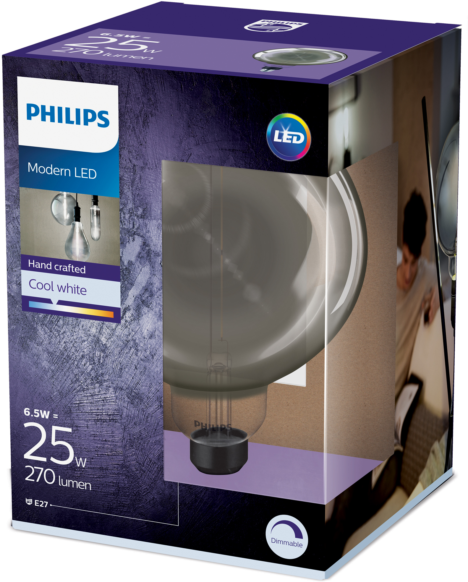 Philips Modern LED -filamenttilamppu Giant Globe, E27, 4000 K, 270 lm ...