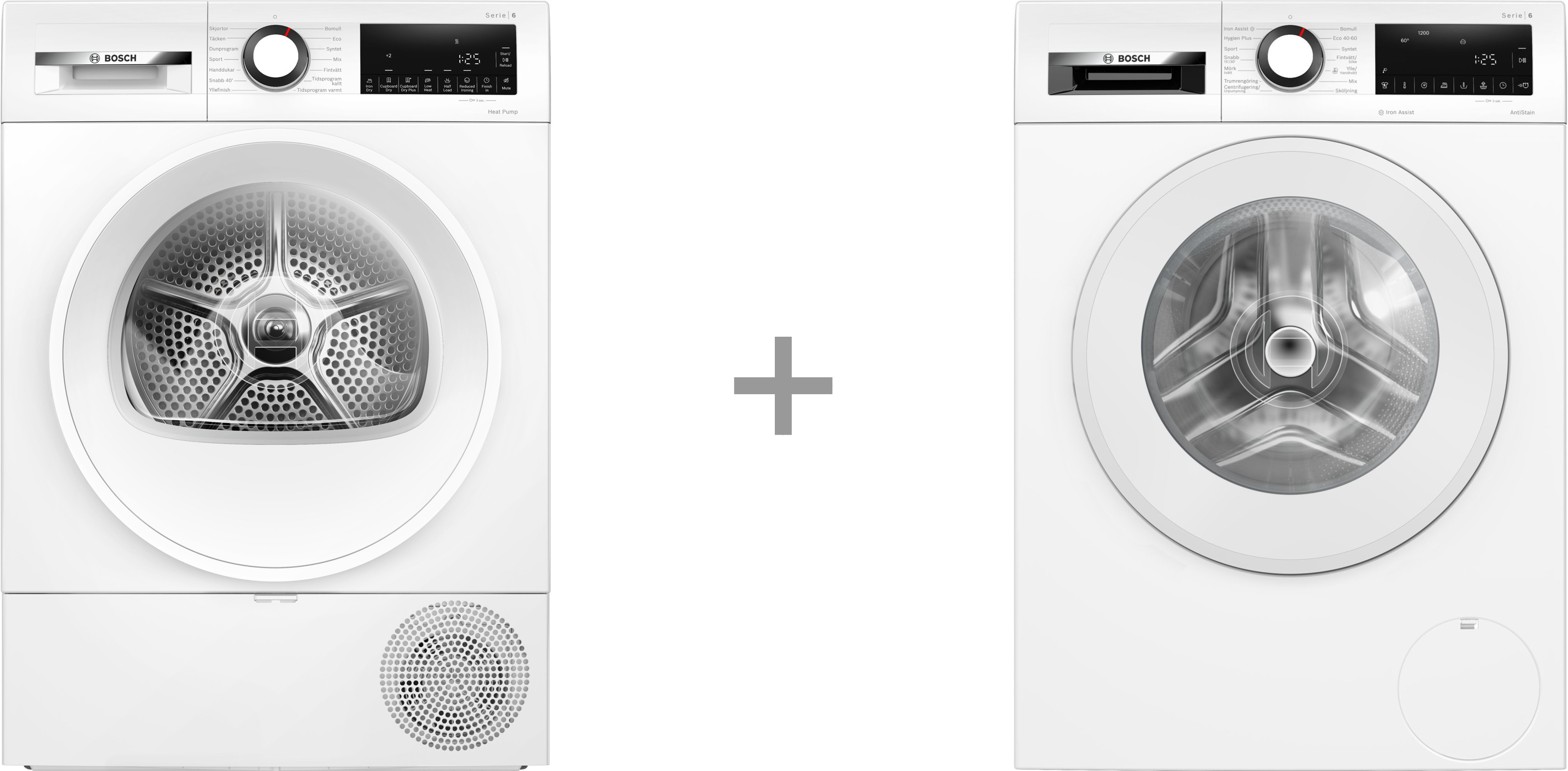 Bosch Serie 6 WGG242Z2SN Washing Machine + Serie 6 WQG2320LSN Dryer ...