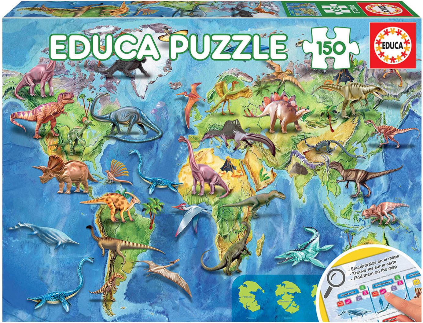 Educa Dinosaurs World Map -palapeli, 150 palaa – Verkkokauppa.com