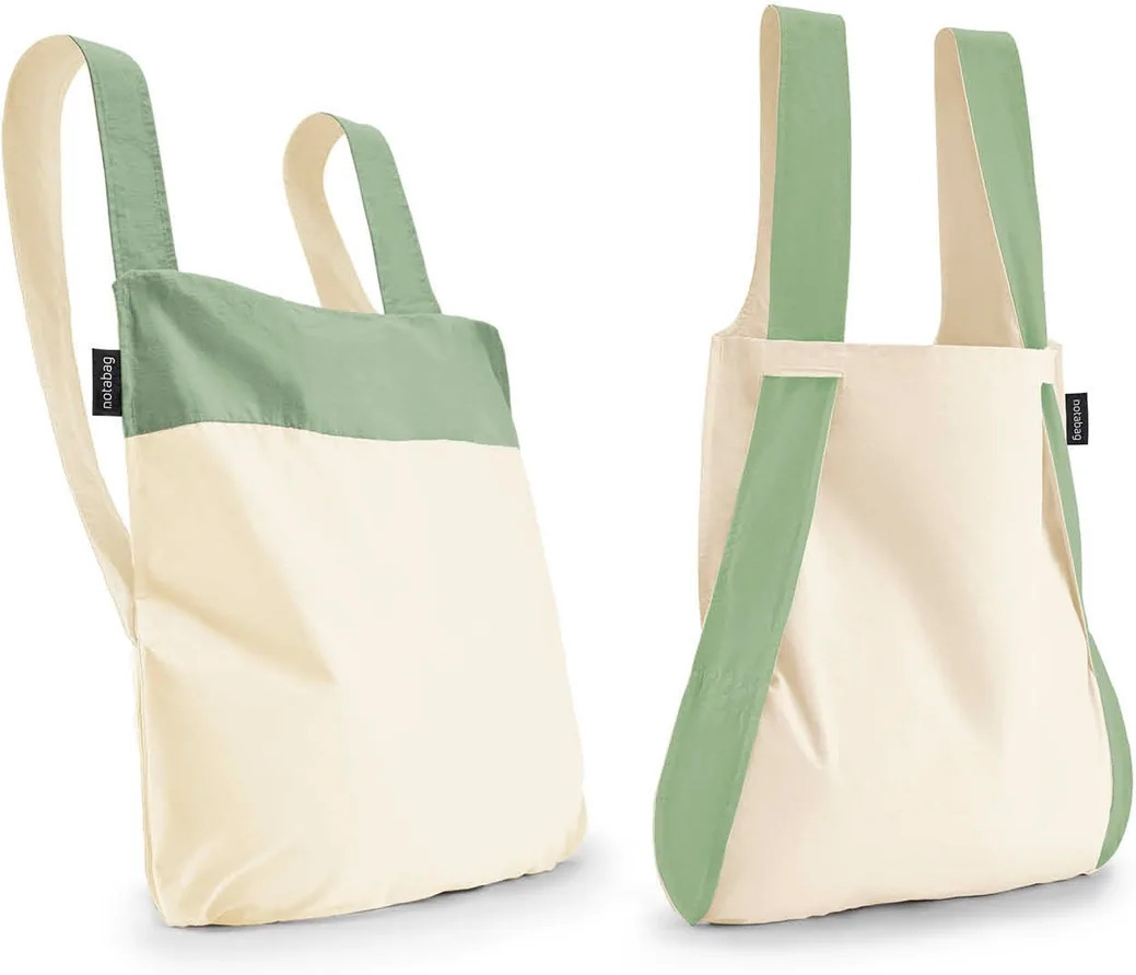 Notabag 2 color -kokoontaitettava kassi/reppu, oliivi/vaalea ...