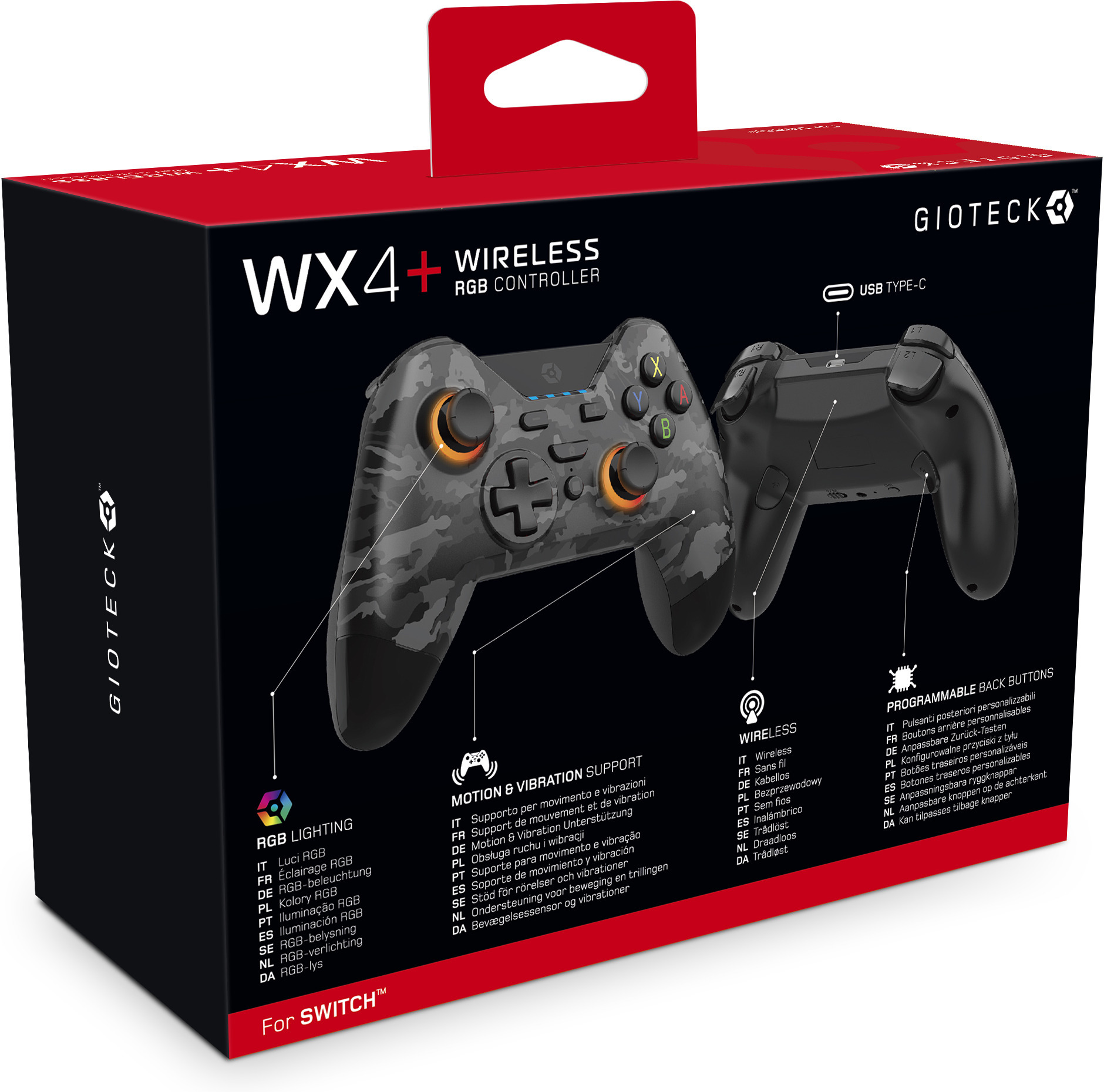 Gioteck WX4+ -langaton ohjain, musta camo, Switch – Verkkokauppa.com