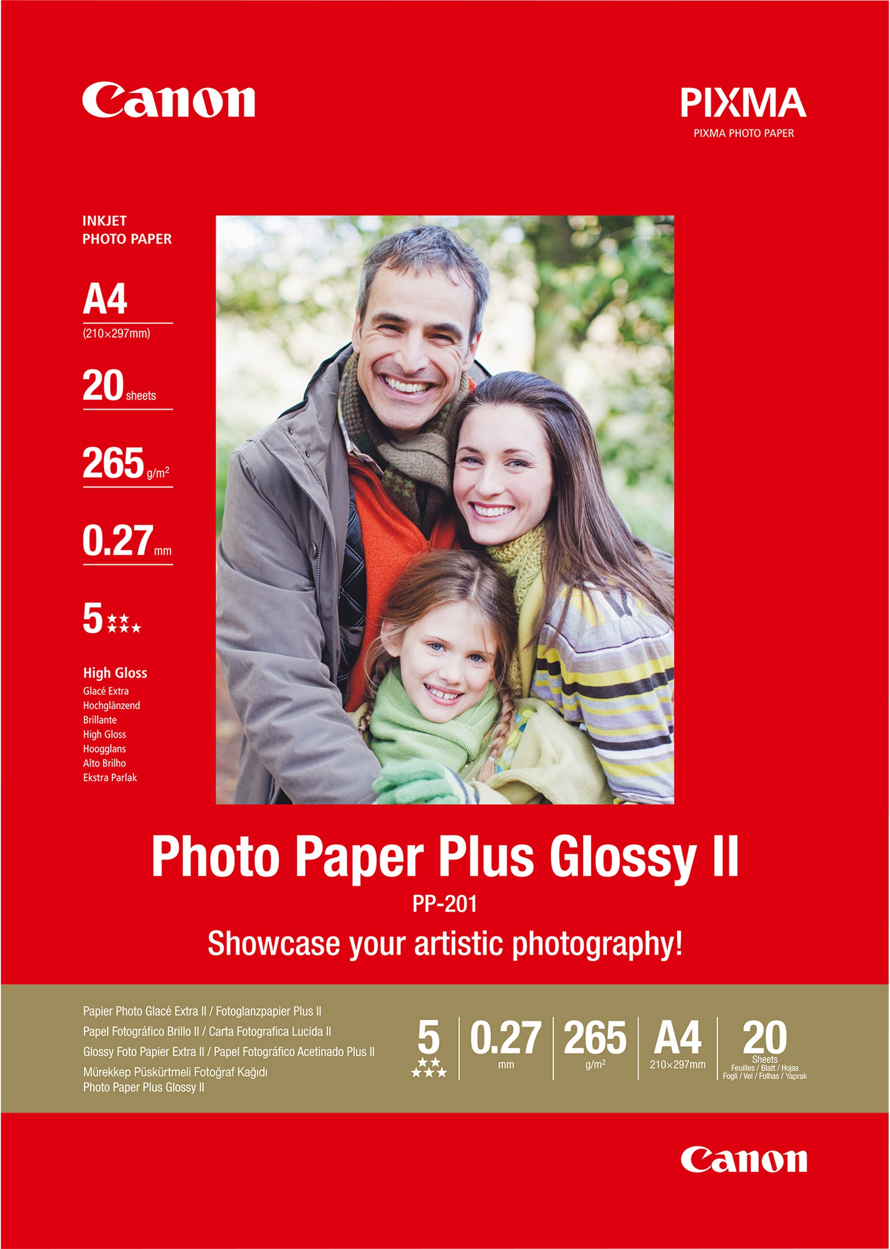 Canon PP 201 Glossy II Photo Paper Plus valokuvapaperi A4 20 Arkkia