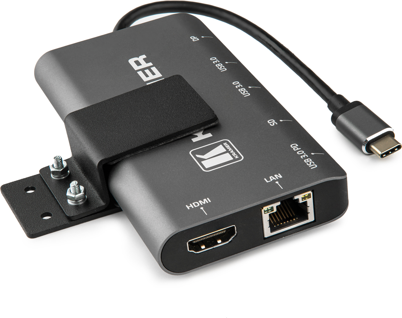 Kramer USB-C MultiPort 4K HDMI/DP with and Ethernet -adapteri, harmaa ...