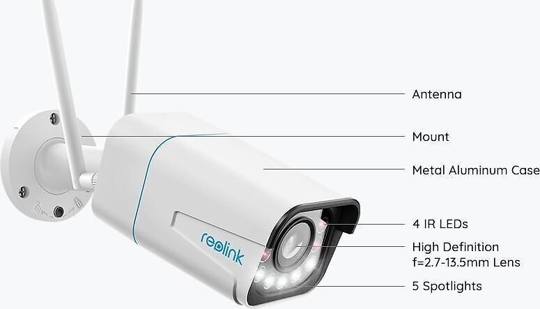 Reolink RLN8-410 PoE -NVR-tallennin, 2 Tt + 2 kpl Reolink RLC-511WA ...