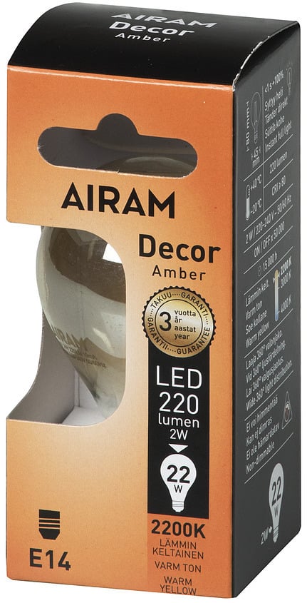 Airam LED Antique Compact, E14, 2200 K, 220 lm, meripihkakupuinen ...