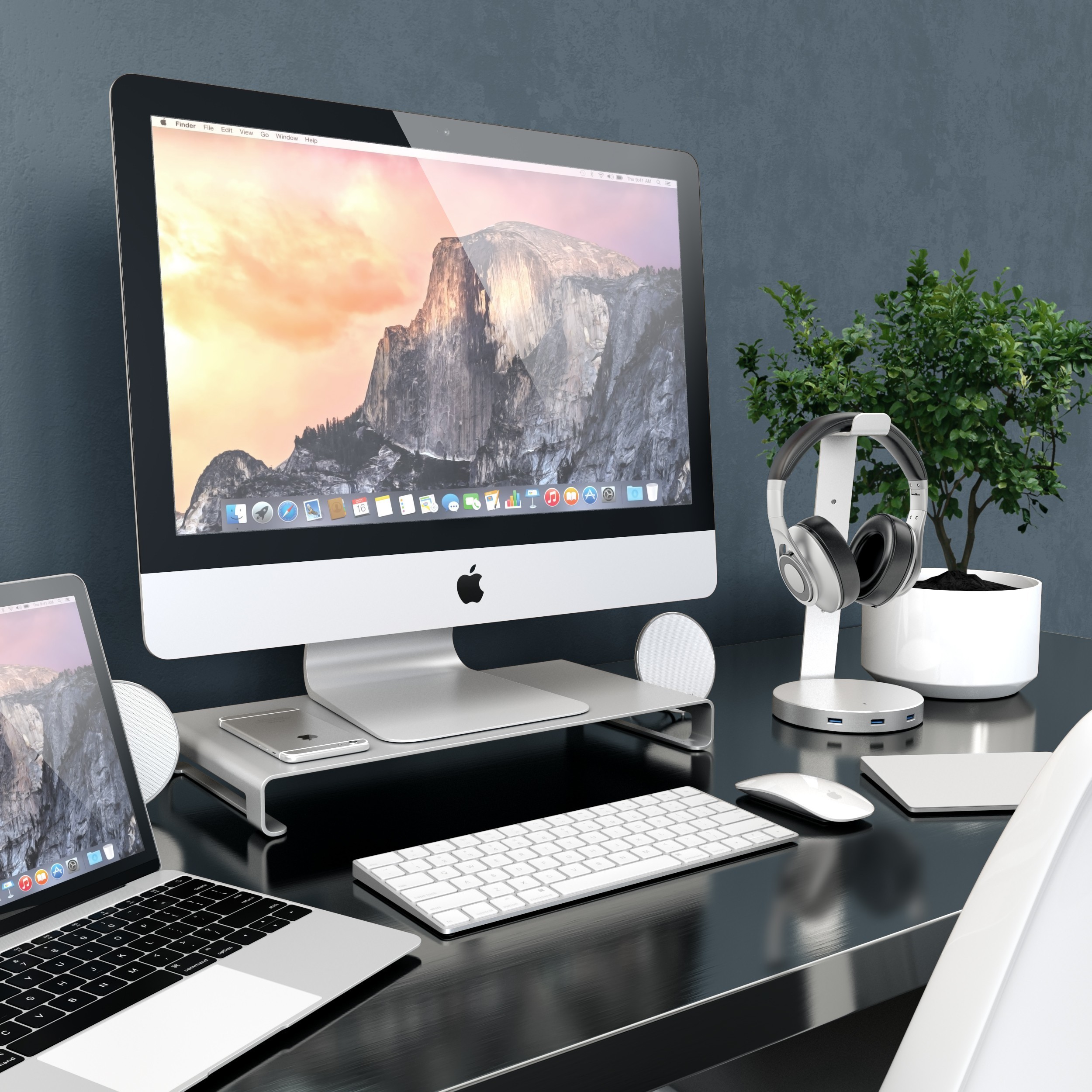 Satechi Aluminum Slim Monitor Stand -monitoritaso, hopea – Verkkokauppa.com
