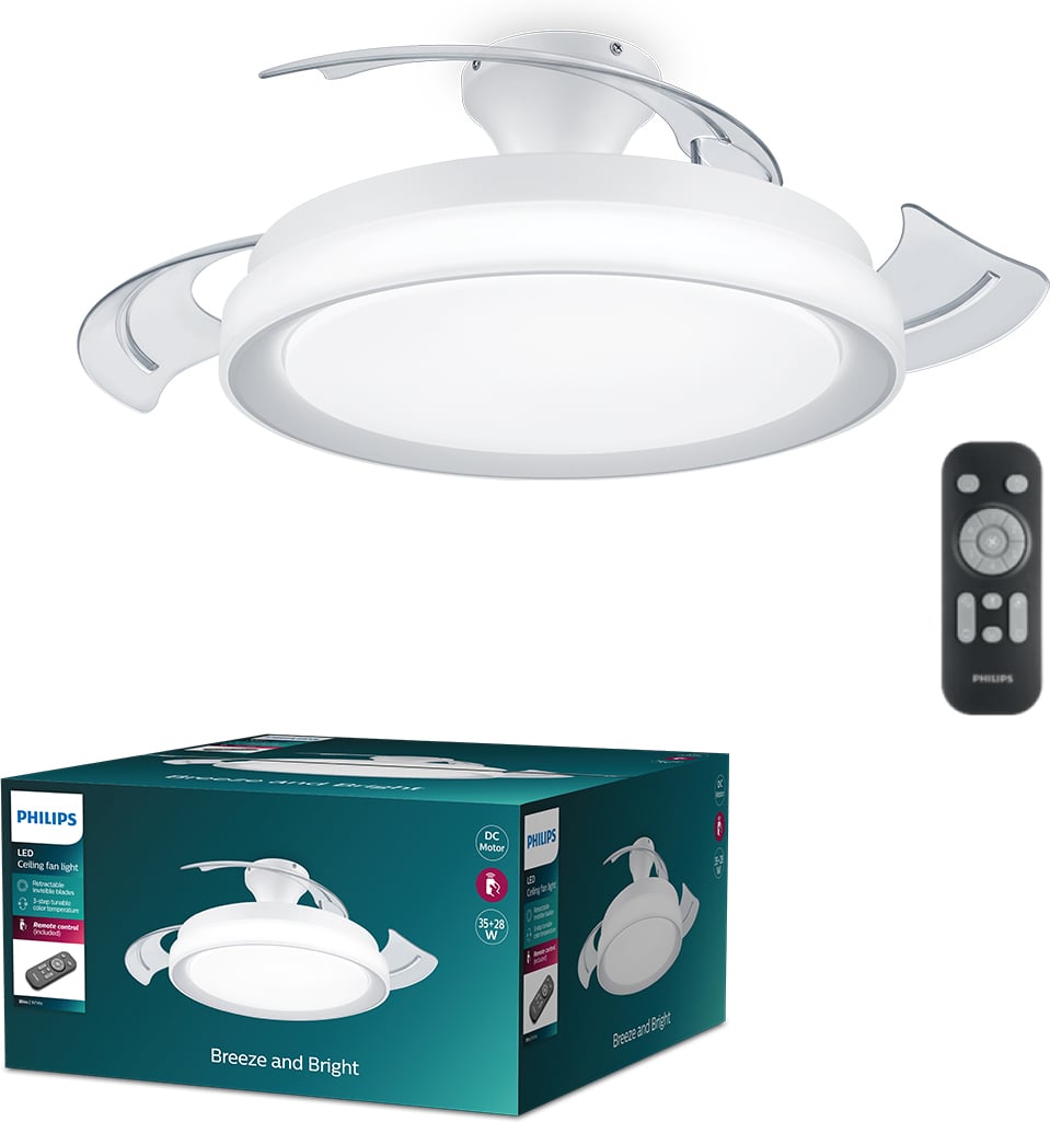 Philips Bliss DC Fan ceiling 28W+35W TW -tuuletinvalaisin, valkoinen ...