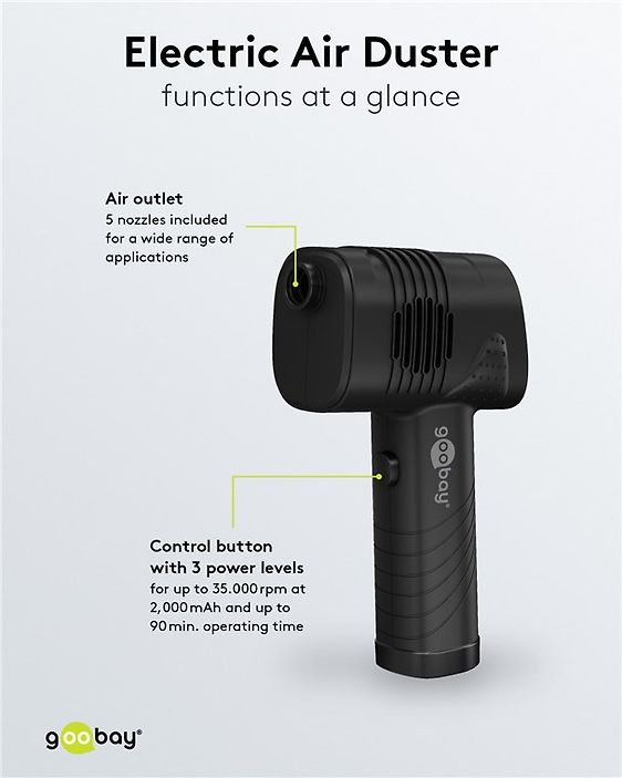 Goobay Electric Air Duster -ladattava ilmapuhallin – Verkkokauppa.com