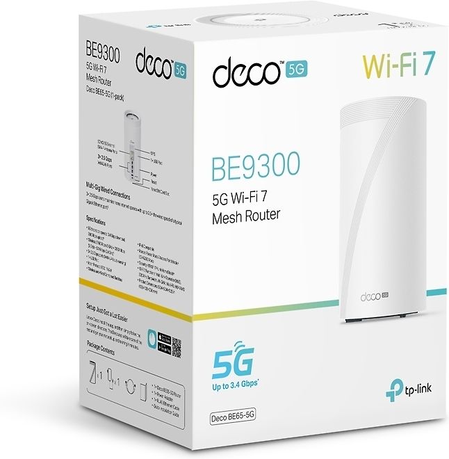 TP-LINK Deco BE65-5G Tri-Band 5G/4G/3G -modeemi ja WiFi 7 -tukiasema ...