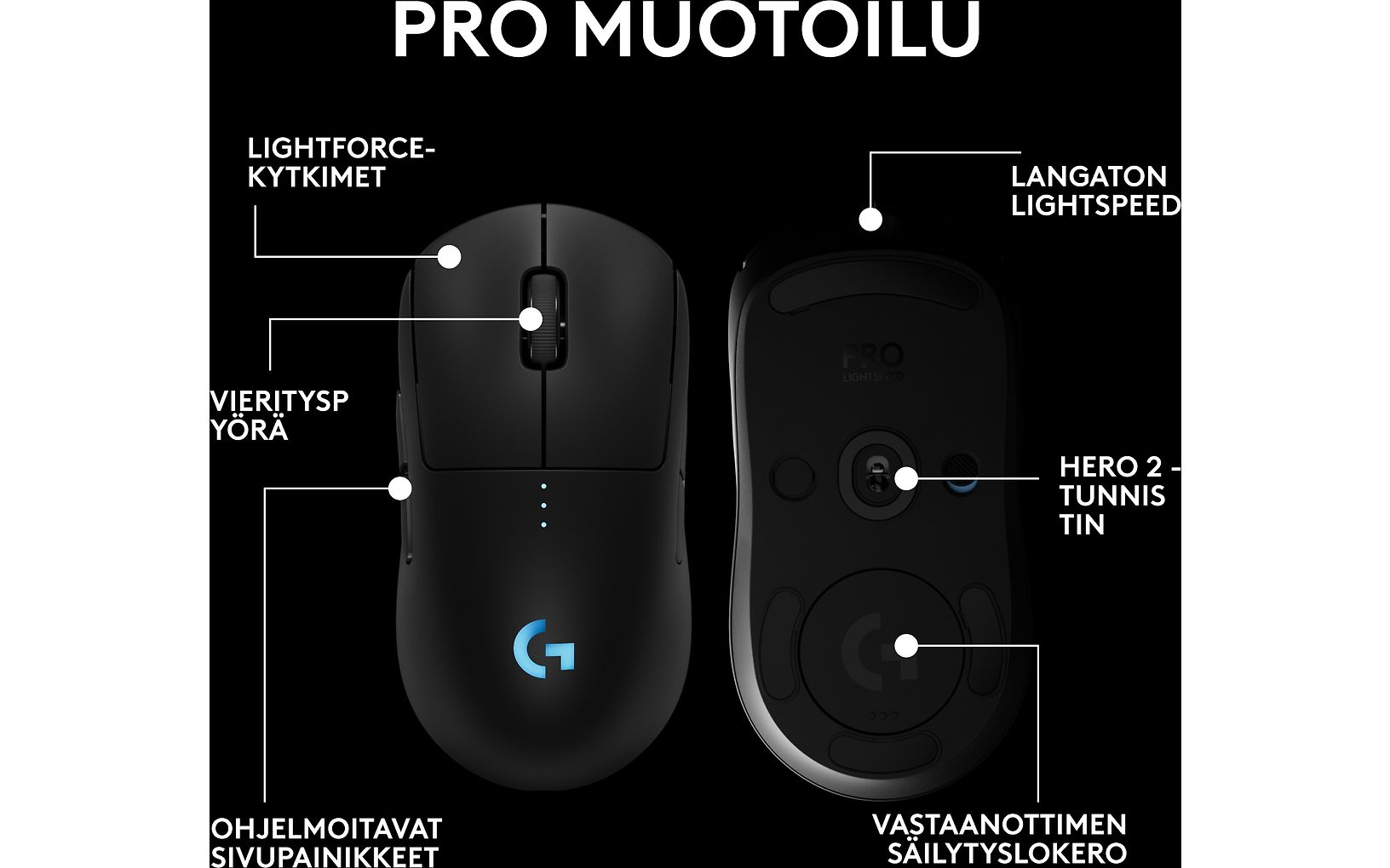 Logitech PRO 2 LIGHTSPEED -pelihiiri, musta – Verkkokauppa.com