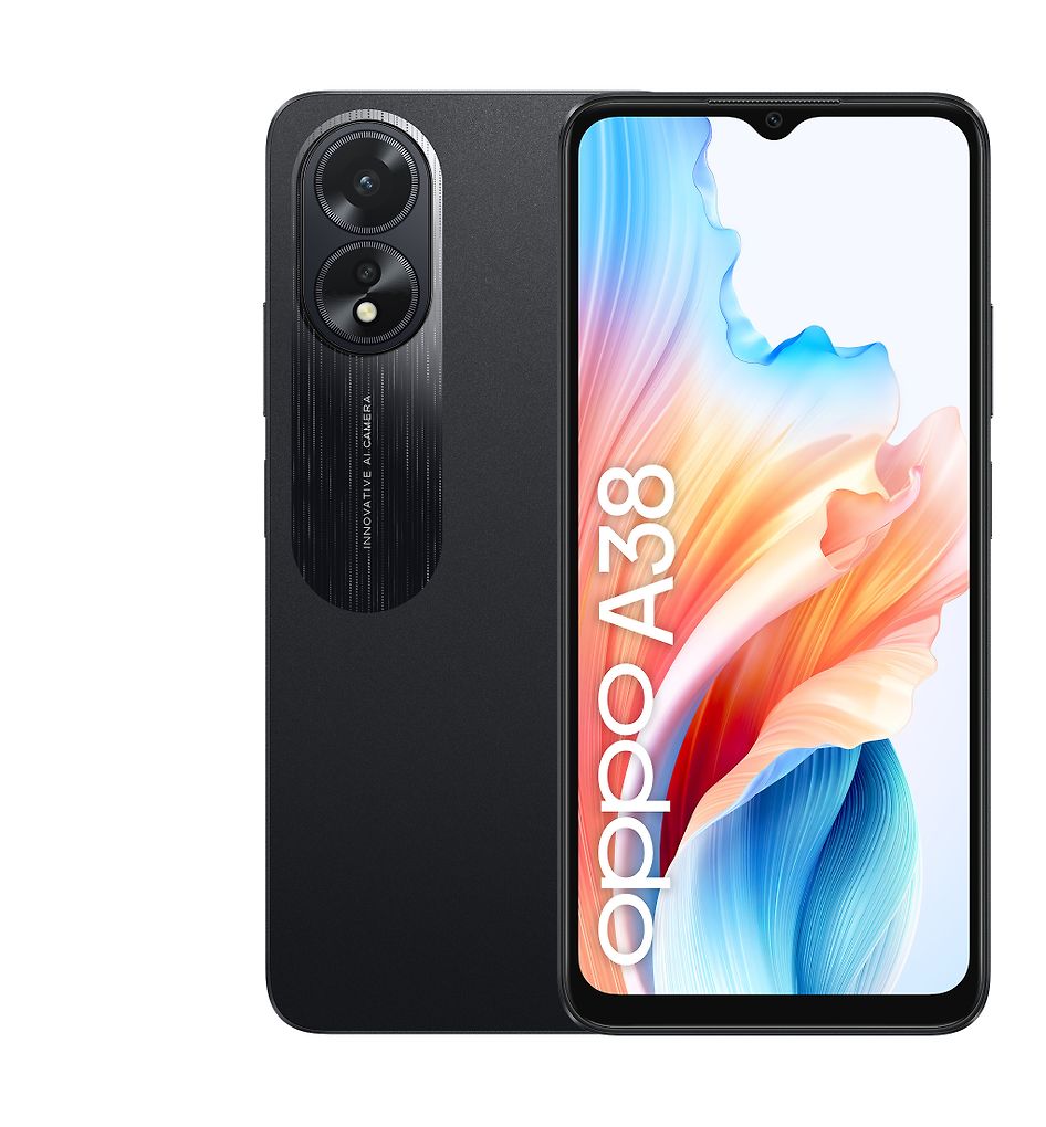 OPPO A38 -puhelin, 128/4 Gt, Glowing Black – Verkkokauppa.com