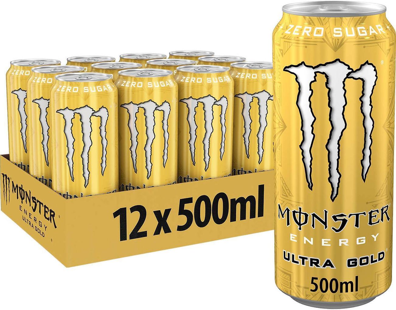 Monster Energy Ultra Gold -energiajuoma, 500 ml, 12-pack – Verkkokauppa.com