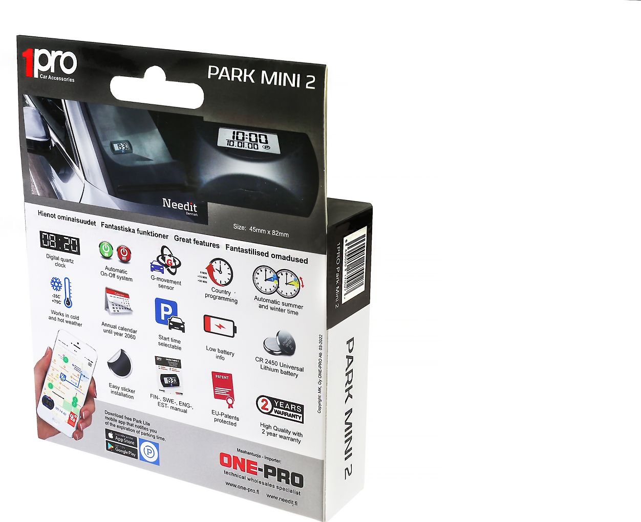 Needit Park Mini 2 -automaattinen pysäköintikiekko, musta ...