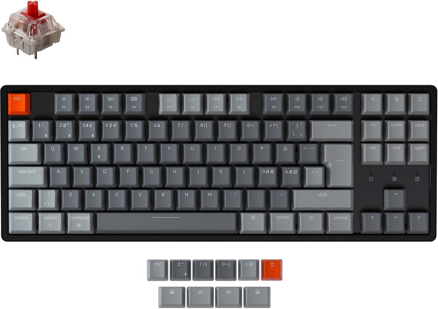 Keychron K8 RGB Aluminium Hot Swap TKL -mekaaninen näppäimistö, Gateron ...
