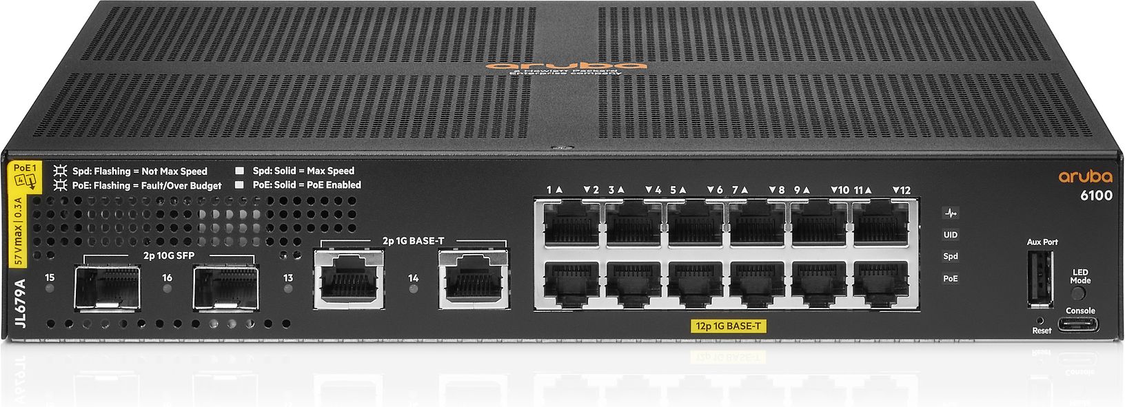 HPE Aruba 6100 12G Class4 PoE 2G/2SFP+ 139W -12-porttinen kytkin ...