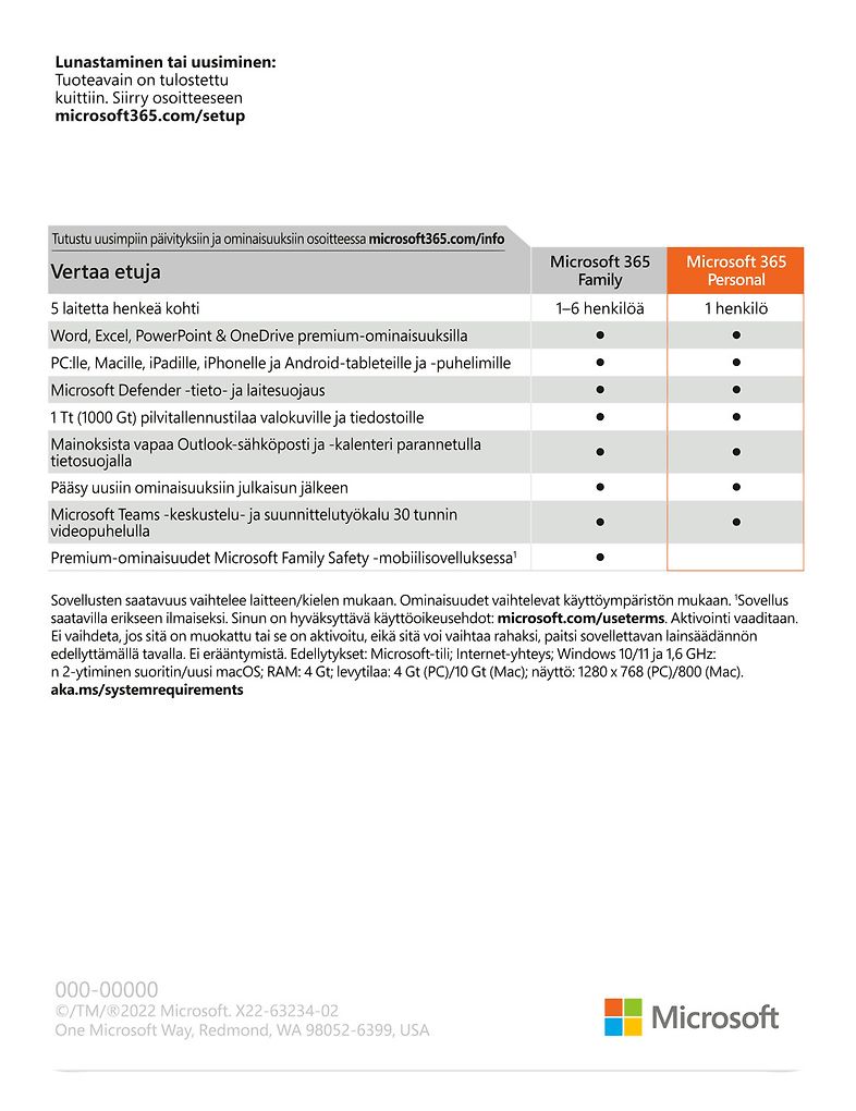 Microsoft 365 Personal - 12 kk, aktivointikortti – Verkkokauppa.com
