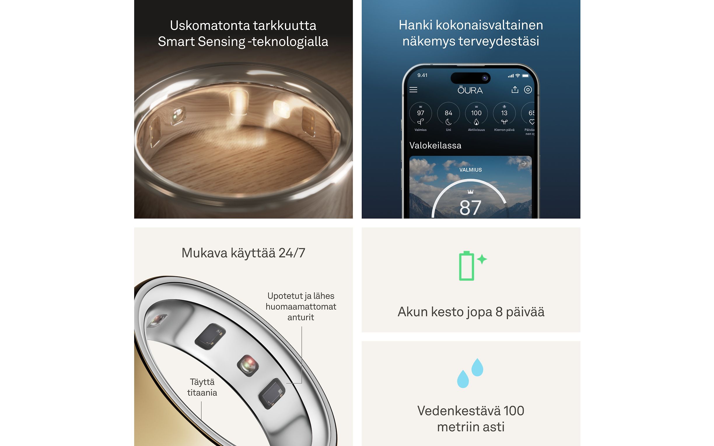 Oura Ring 4 älysormus, Gold, koko 15 – Verkkokauppa.com