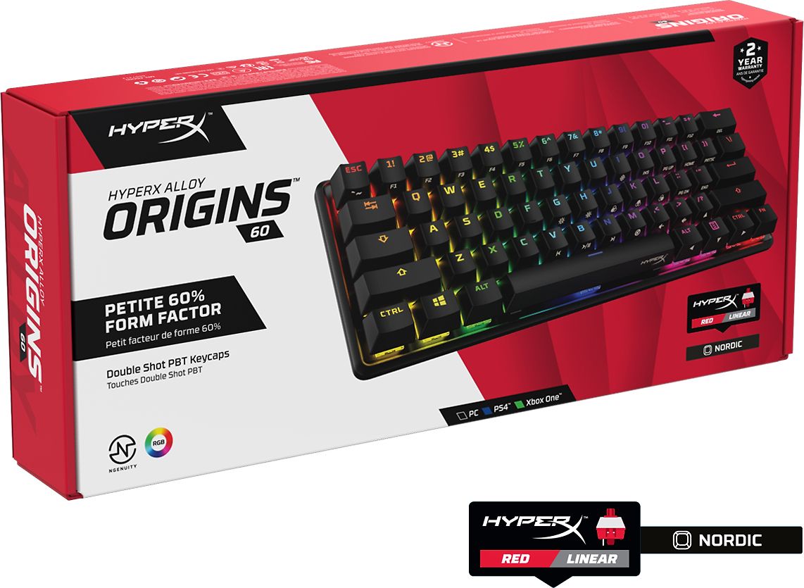 HyperX Alloy Origins 60 -pelinäppäimistö, HyperX Red -kytkimet ...