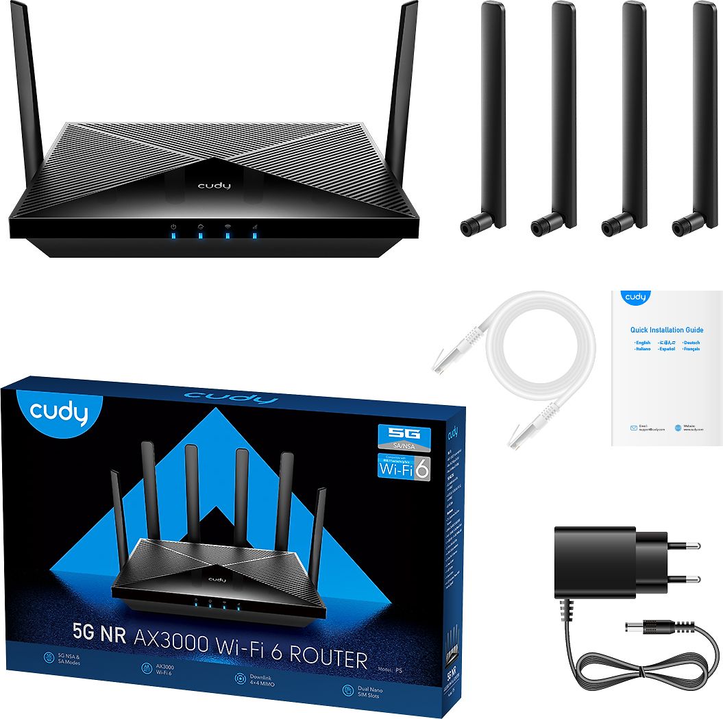 Cudy P5 AX3000 5G/4G/LTE -modeemi ja WiFi 6 Mesh -tukiasema ...