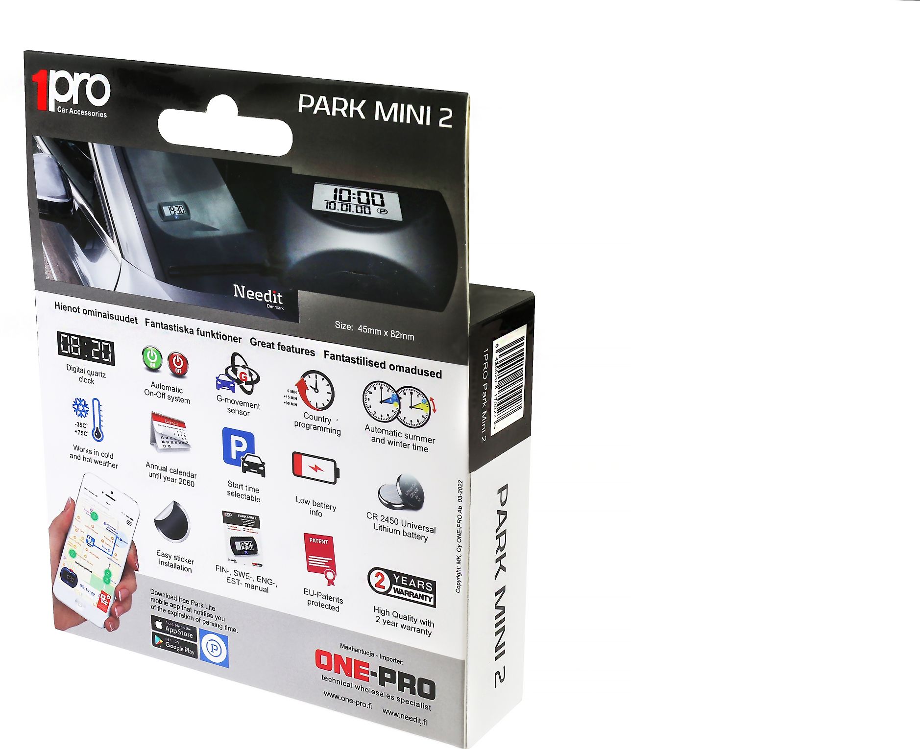 Needit Park Mini 2 -automaattinen pysäköintikiekko, musta ...