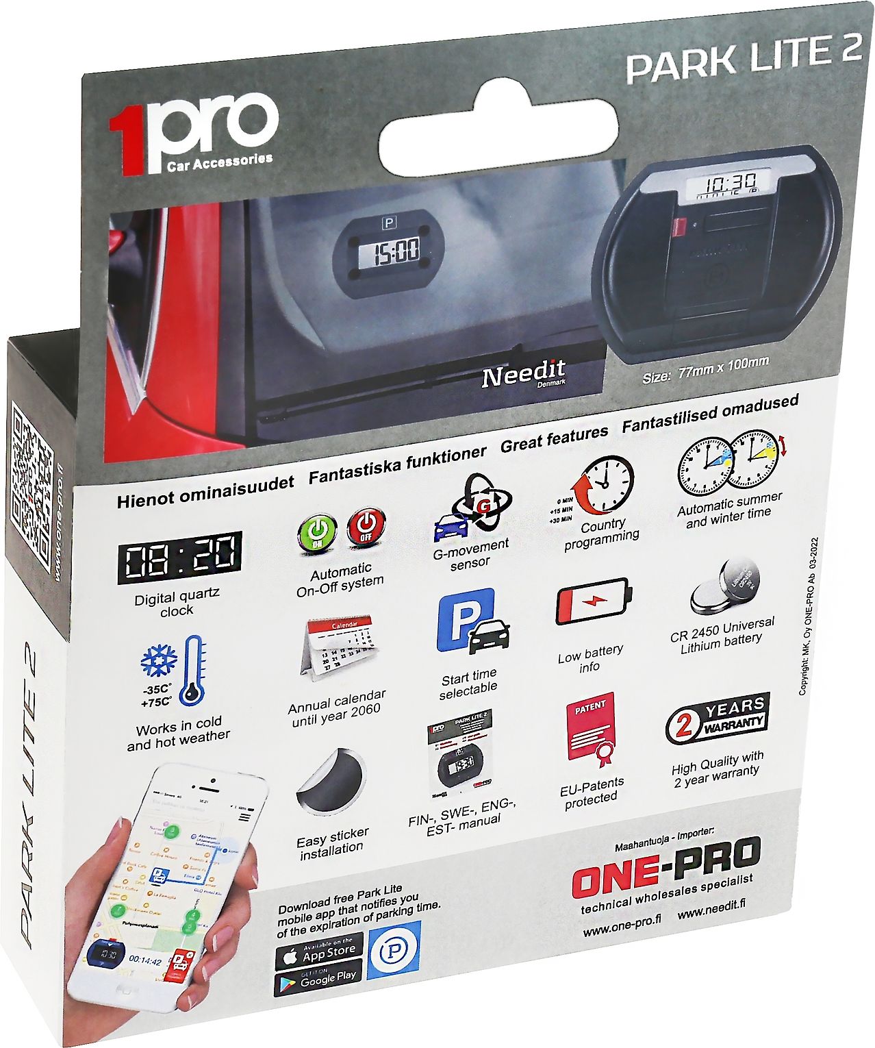 Needit Park Lite 2 -automaattinen pysäköintikiekko, musta ...