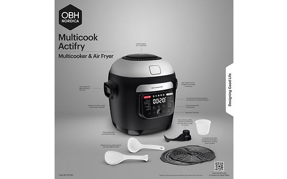 OBH Nordica Multicook Actifry monitoimikeitin ja airfryer, 6 l, musta – Verkkokauppa.com