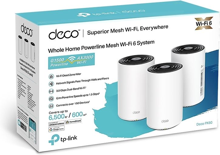 TP-LINK Deco PX50 Hybrid WiFi 6 -Mesh-järjestelmä, 3-pack ...