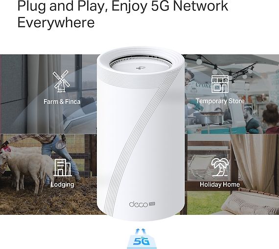 TP-LINK Deco BE65-5G Tri-Band 5G/4G/3G -modeemi ja WiFi 7 -tukiasema ...